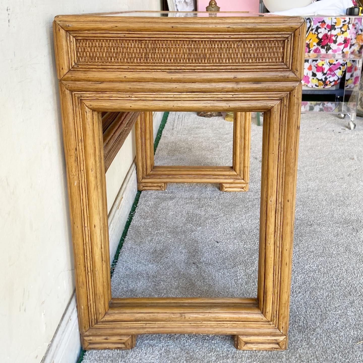 Boho Chic Glass Top Writing Desk by Worrells Interiors For Sale at ...