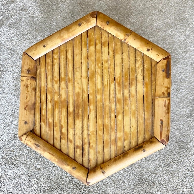 Boho Chic Hexagonal Tortoise Shell Bamboo Nesting Pedestals For Sale at ...