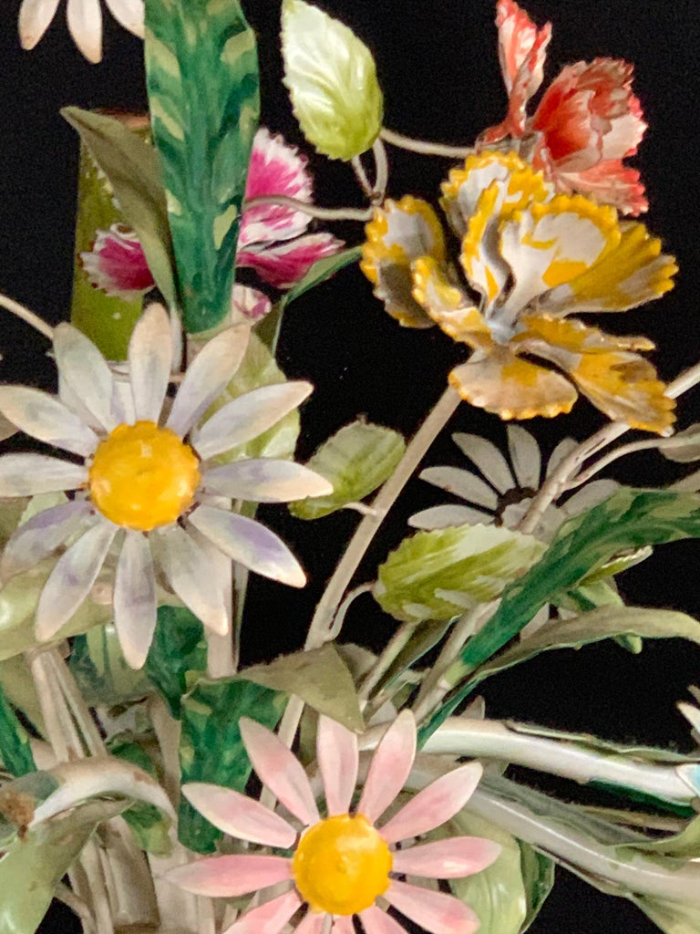 Boho Chic Italian Tole Metal Flowers Chandelier with Four Arms at 1stDibs