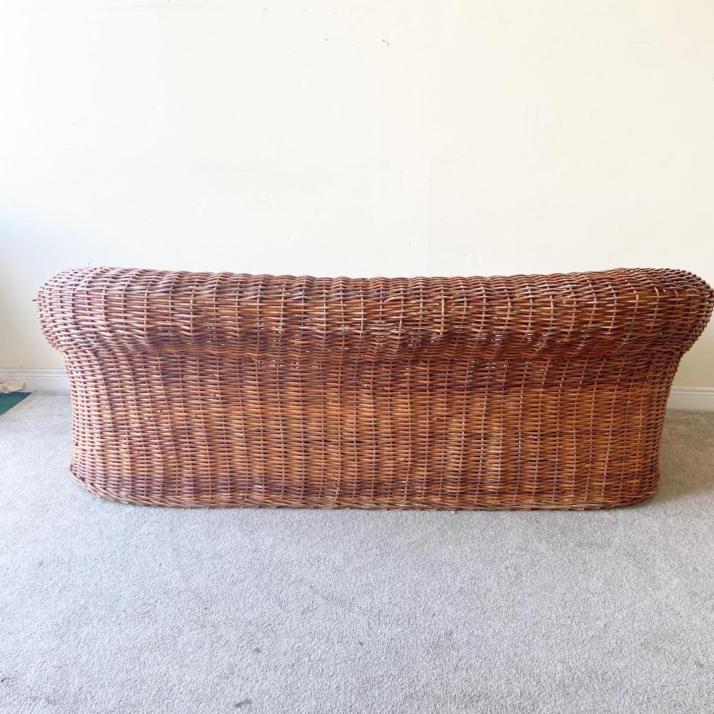 Boho Chic Large Sculptural Wicker Sofa For Sale at 1stDibs