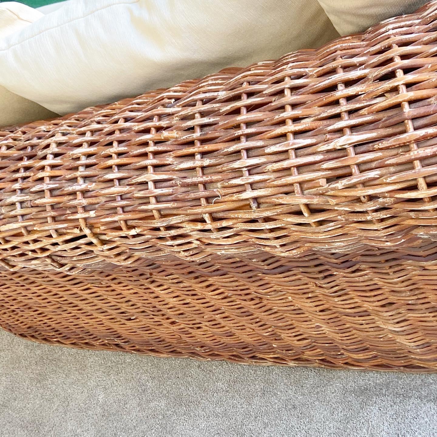 Boho Chic Large Sculptural Wicker Sofa For Sale at 1stDibs