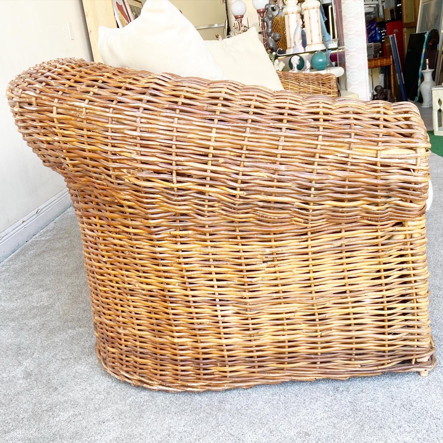 Boho Chic Large Sculptural Wicker Sofa For Sale at 1stDibs