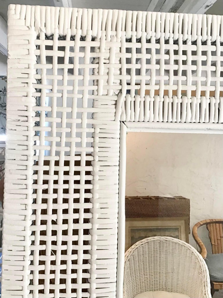 Boho Chic Lattice Rattan Mirror For Sale at 1stDibs