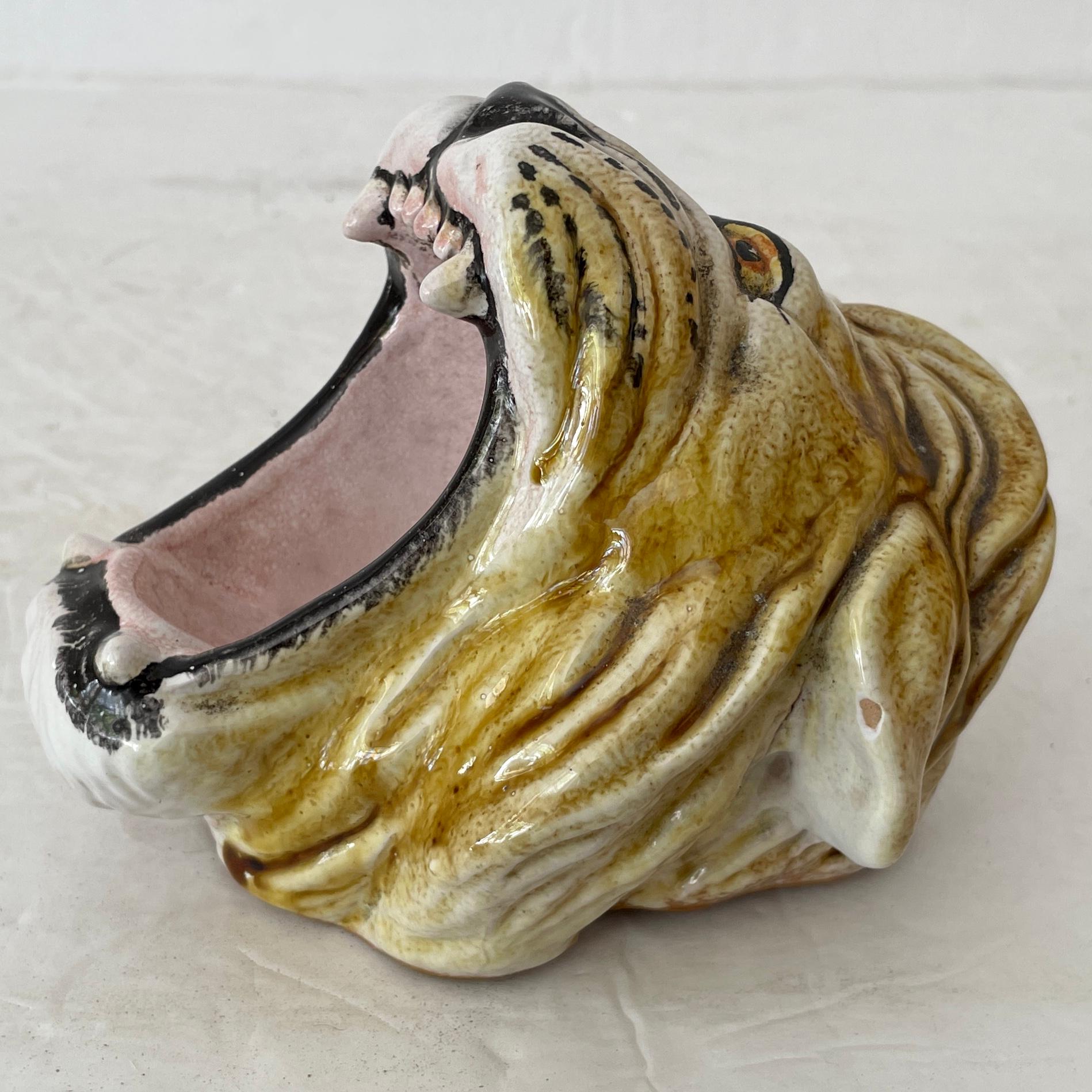 Boho Chic Lion Ceramic Bowl For Sale at 1stDibs