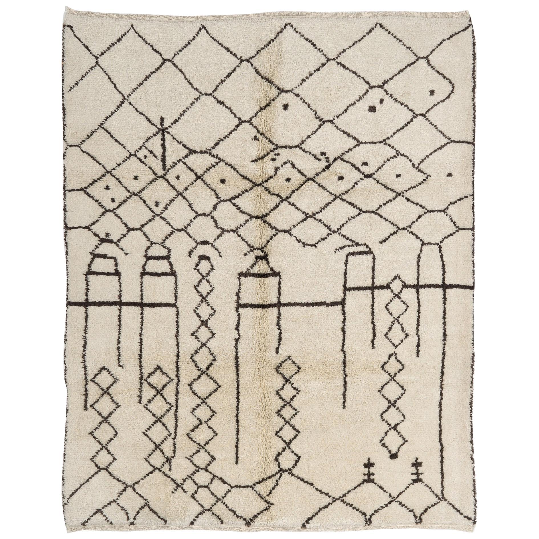 8x10 Ft Modern Moroccan Rug. 100% Natural Undyed Wool. Custom Options ...