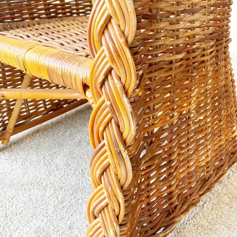 Boho Chic Natural Wicker Lounge Chairs, 4 Pieces For Sale at 1stDibs