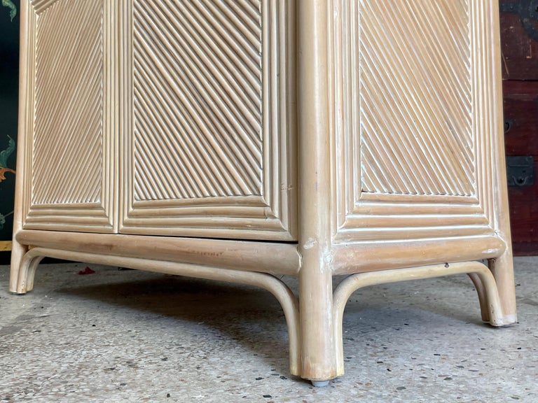 Boho Chic Pencil Reed Arch Top Etagere with Lower Cabinet For Sale at ...