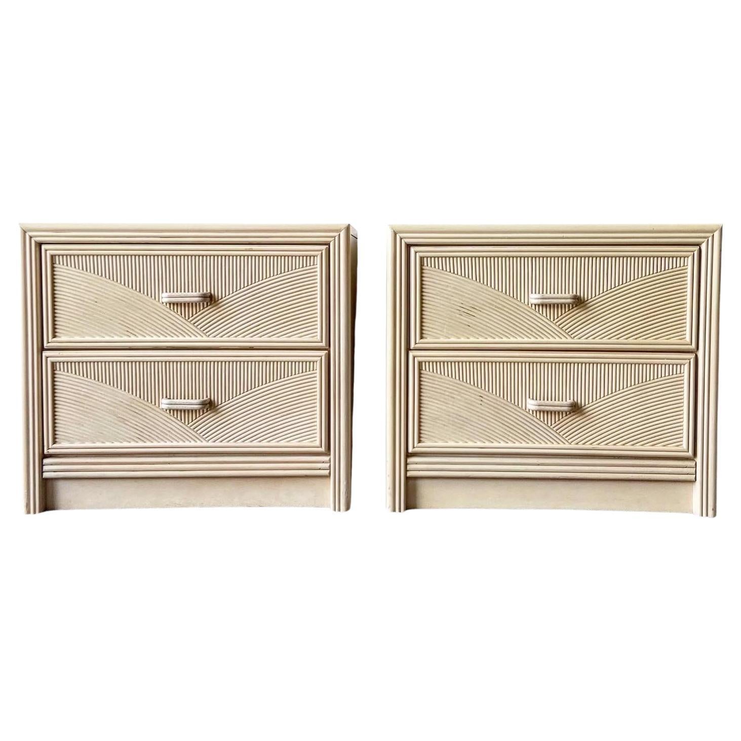 Boho Chic Pencil Reed Nightstands by Lea Furniture - a Pair For Sale at ...