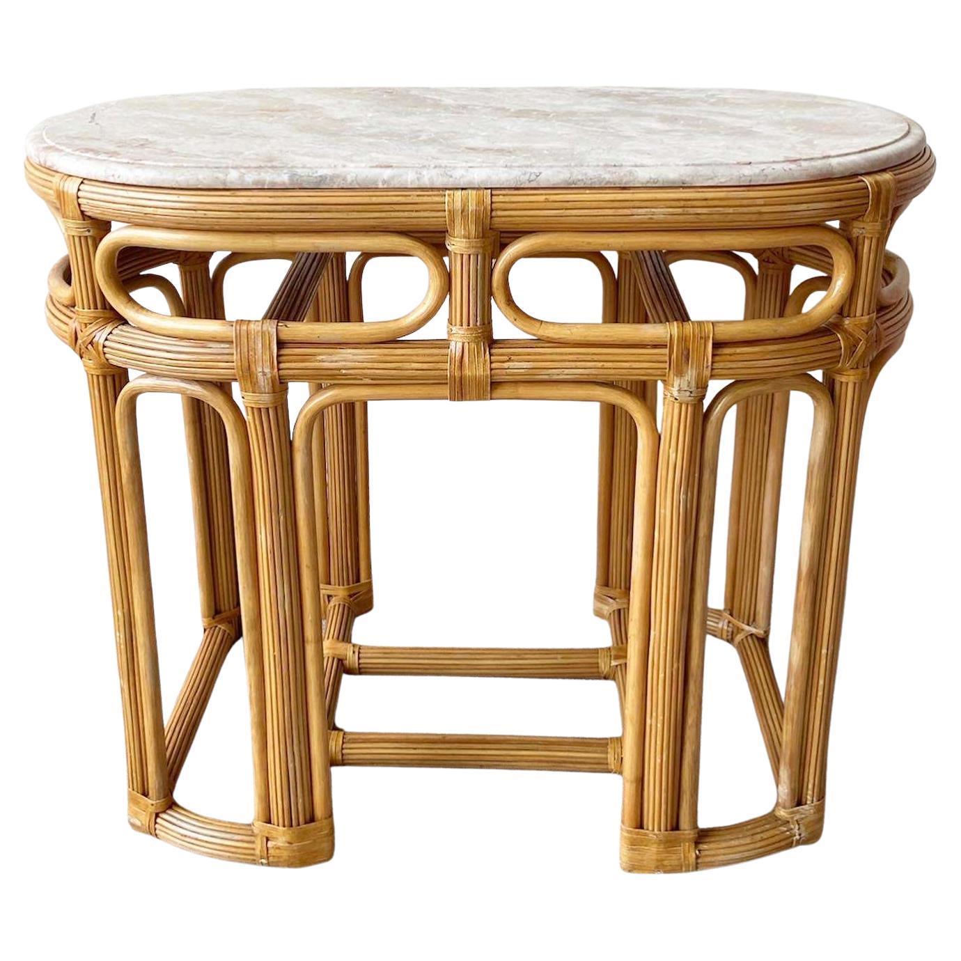 1980s Sculptural Pencil Reed Rattan Console For Sale at 1stDibs