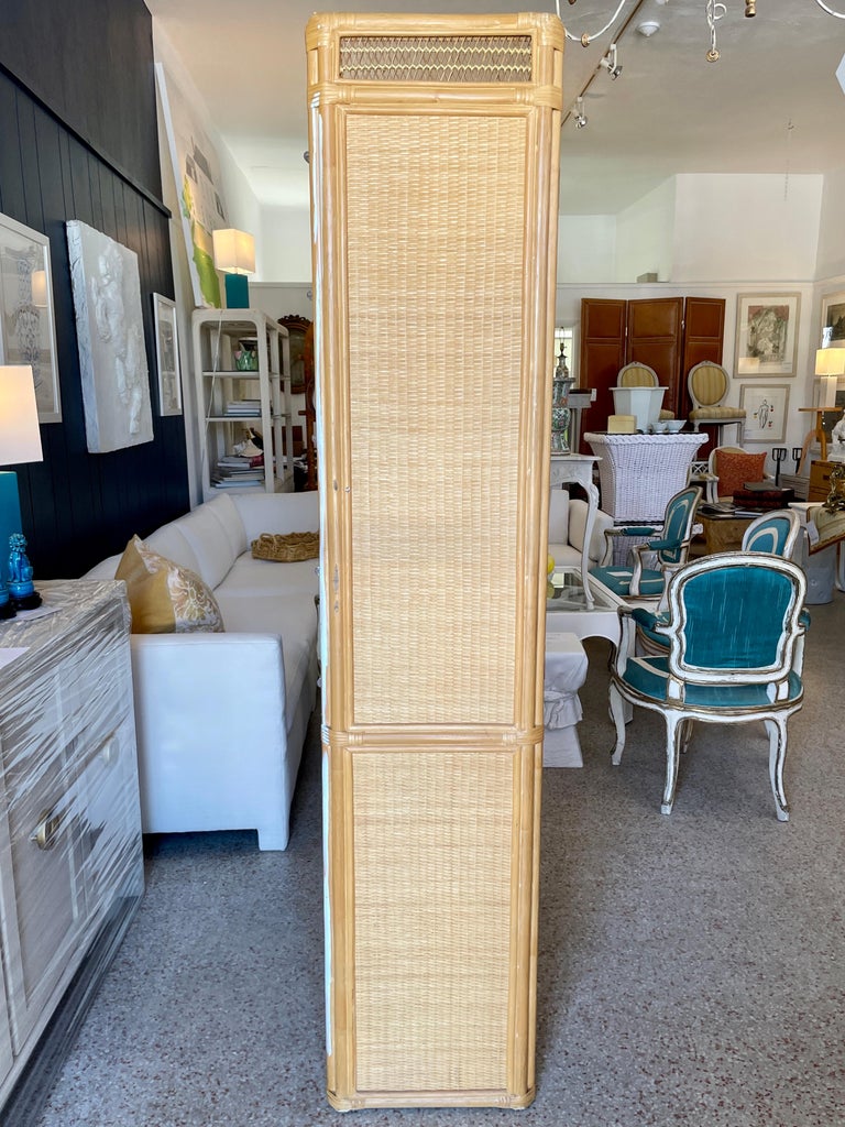 Boho Chic Raffia and Rattan Display Cabinet For Sale at 1stDibs