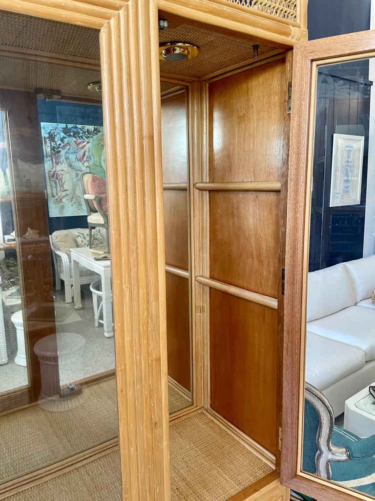 Boho Chic Raffia and Rattan Display Cabinet For Sale at 1stDibs