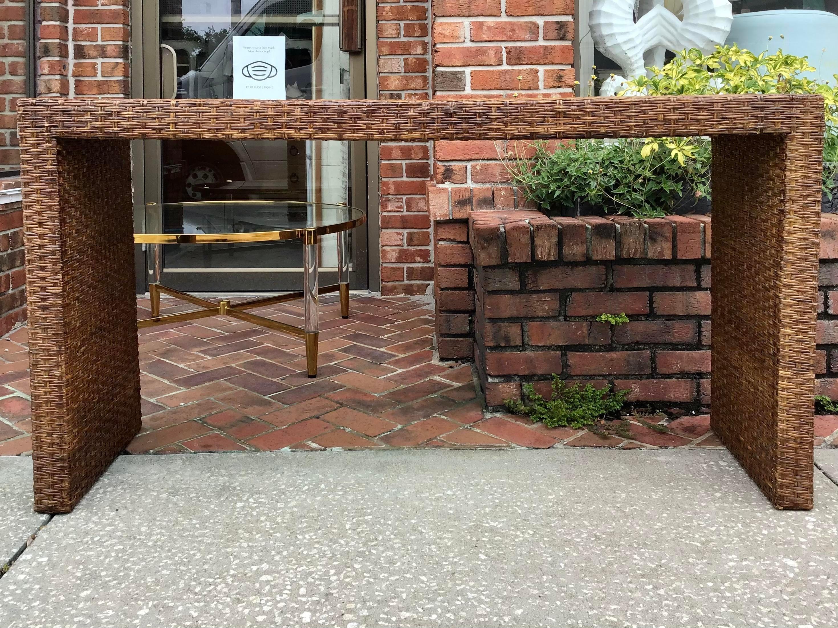 Boho Chic Rattan Console Table For Sale at 1stDibs | boho console table