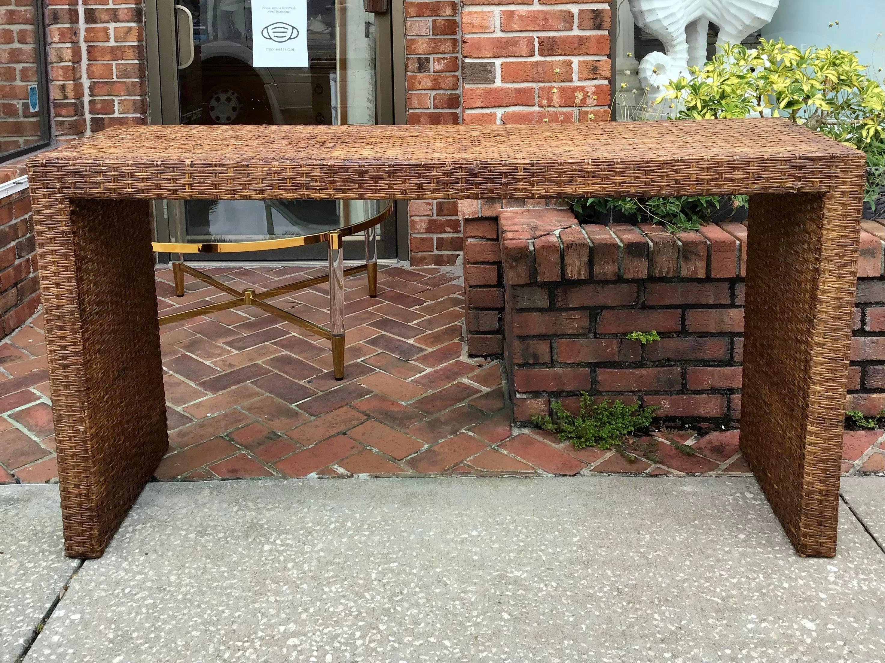 Boho Chic Rattan Console Table For Sale at 1stDibs | boho console table