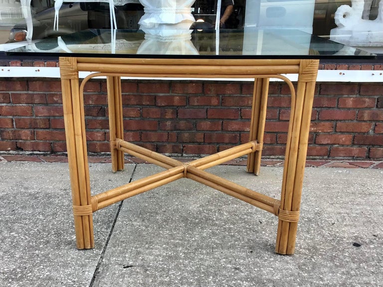 Boho Chic Rattan Game Table For Sale at 1stDibs