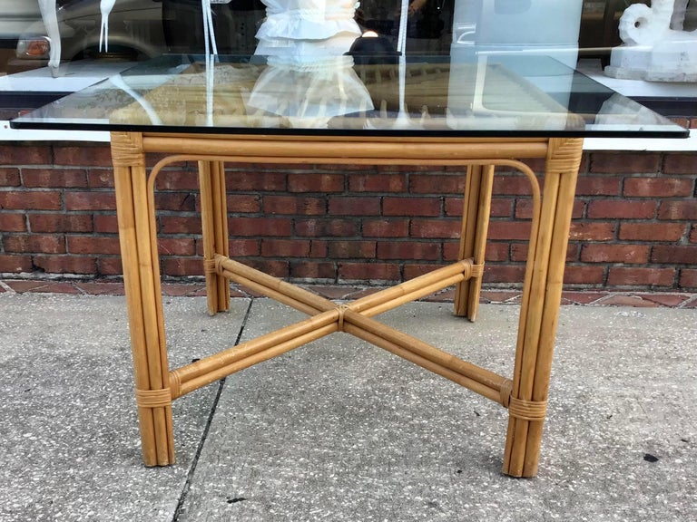 Boho Chic Rattan Game Table For Sale at 1stDibs