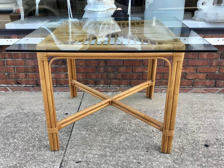 Boho Chic Rattan Game Table For Sale at 1stDibs