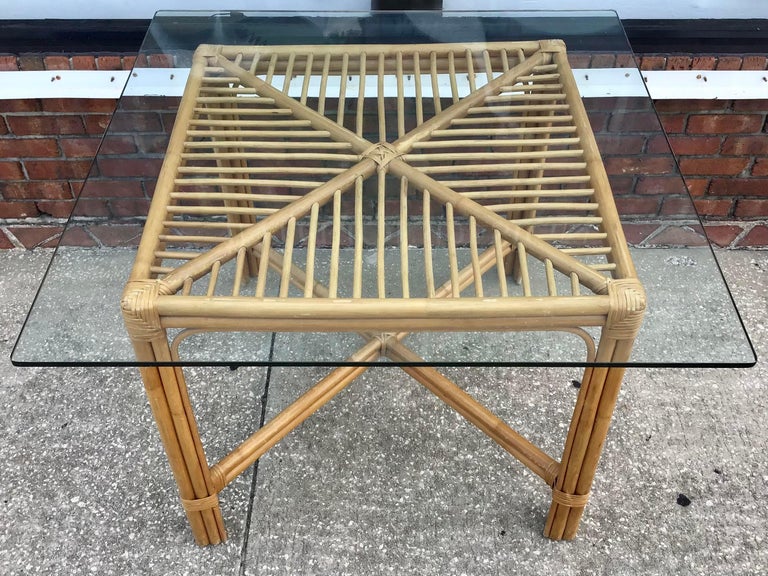Boho Chic Rattan Game Table For Sale at 1stDibs