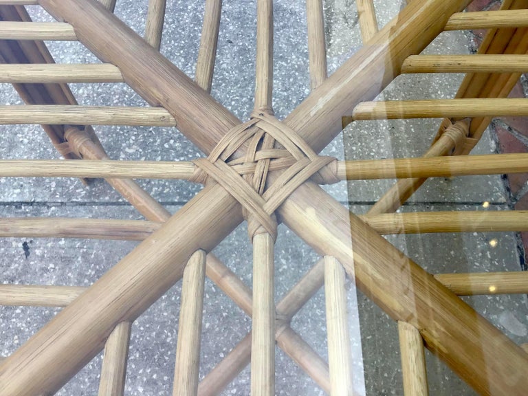 Boho Chic Rattan Game Table For Sale at 1stDibs