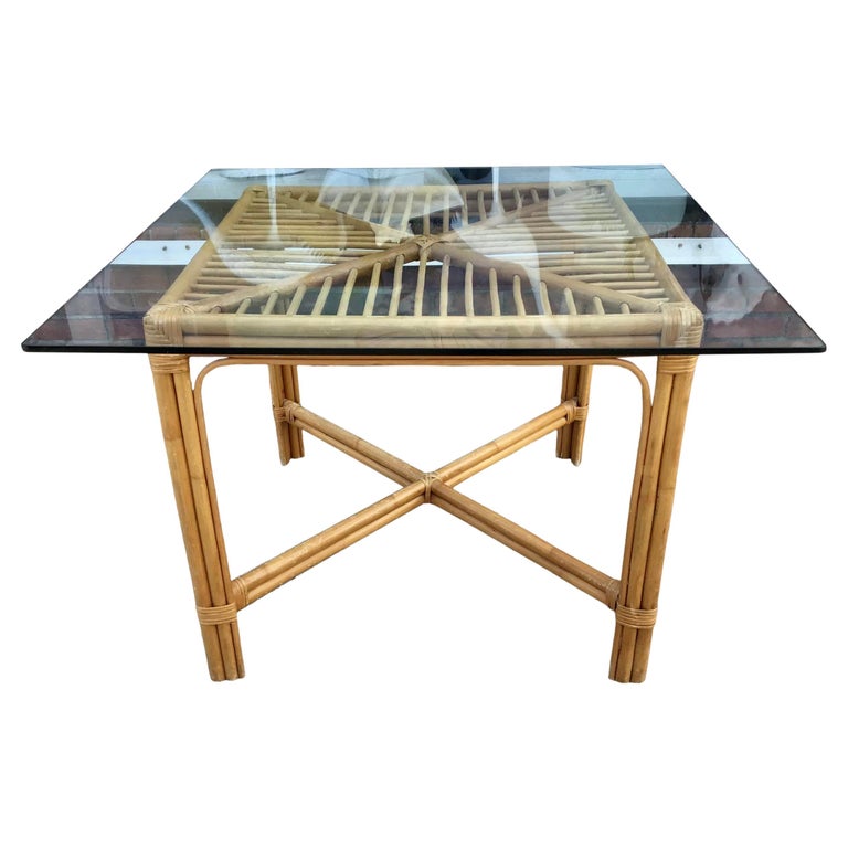 Boho Chic Rattan Game Table For Sale at 1stDibs