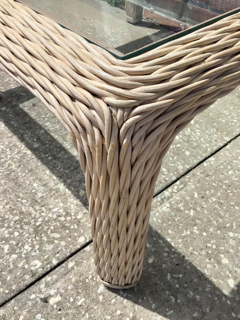 Boho Chic Rattan Square Coffee Table For Sale at 1stDibs