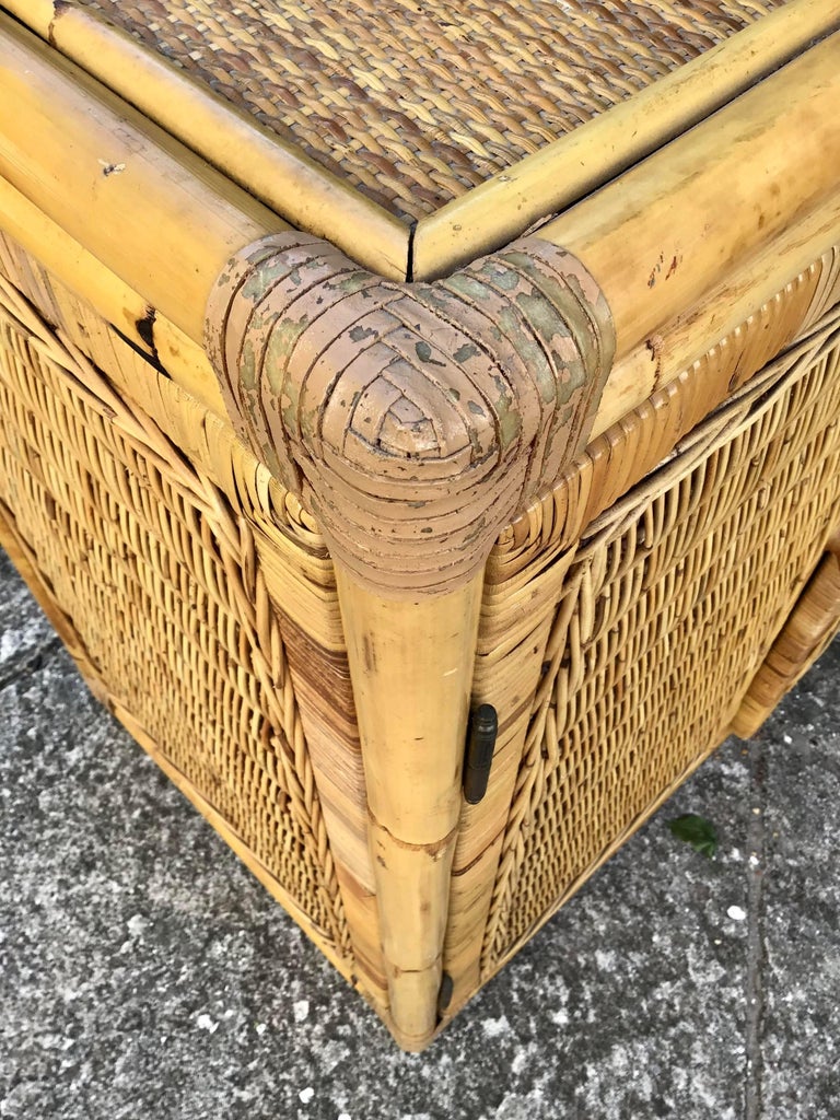 Boho Chic Rattan Two Door Cabinet For Sale at 1stDibs