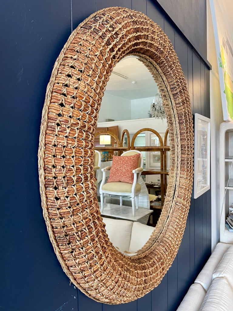 Boho Chic Rope Large Round Mirror For Sale at 1stDibs