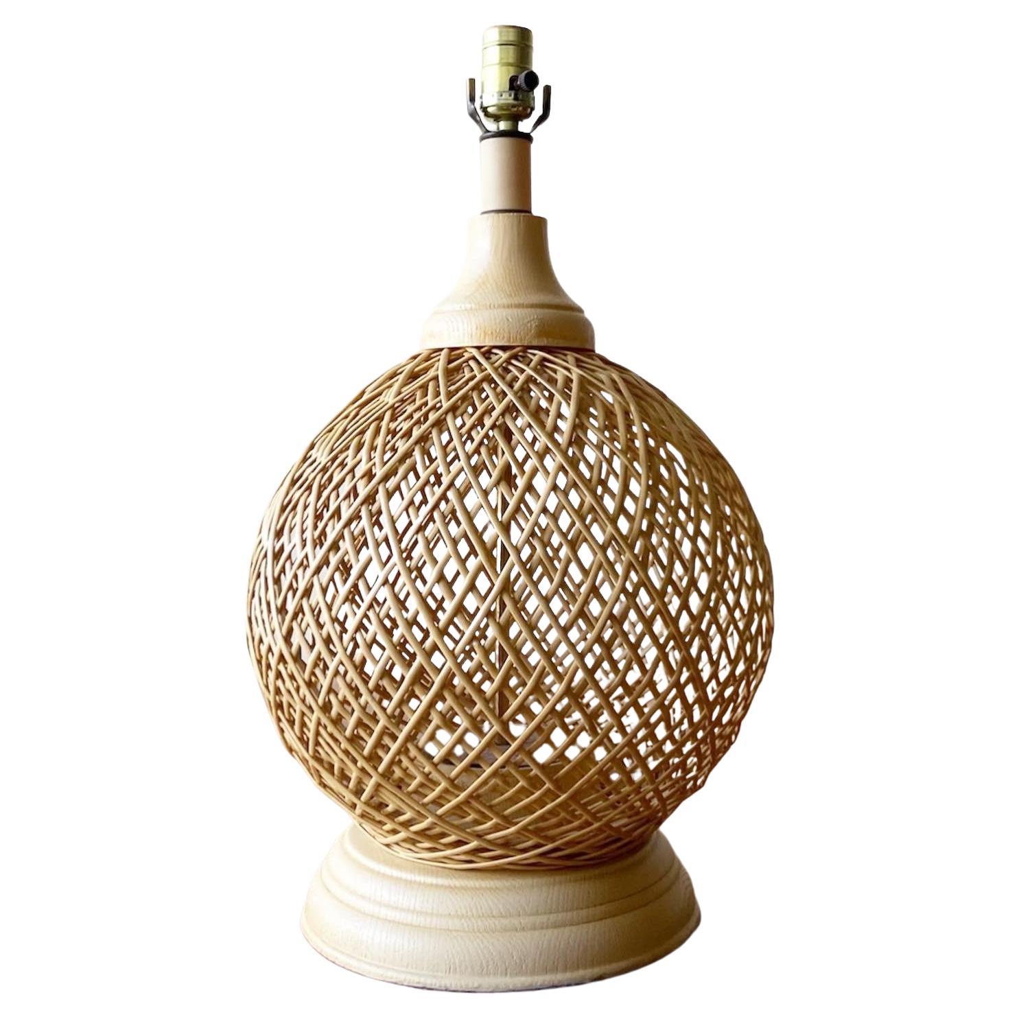 Vintage Boho Wood Knot Table Lamp For Sale at 1stDibs
