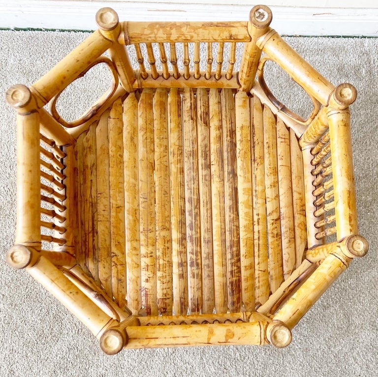 Boho Chic Tortoise Shell Bamboo Plant Stand For Sale at 1stDibs