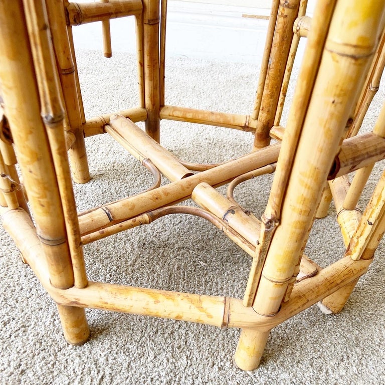 Boho Chic Tortoise Shell Bamboo Plant Stand For Sale at 1stDibs