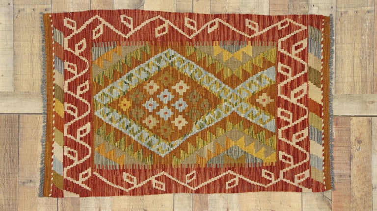 Vintage Afghani Shirvan Kilim Rug with Pacific Northwest Tribal Style ...