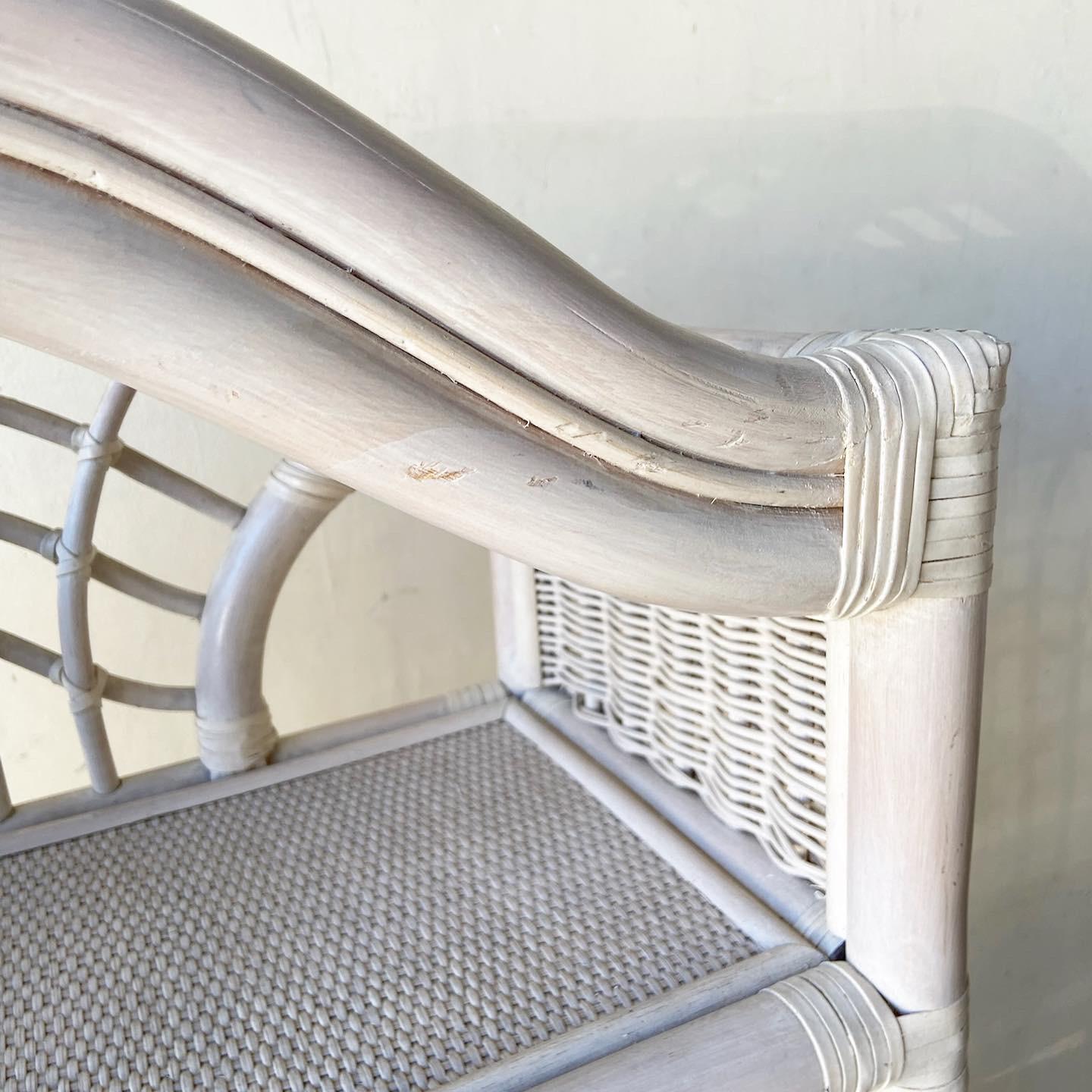 Boho Chic White Bamboo Rattan and Wicker Etagere / Bookcase For Sale at ...