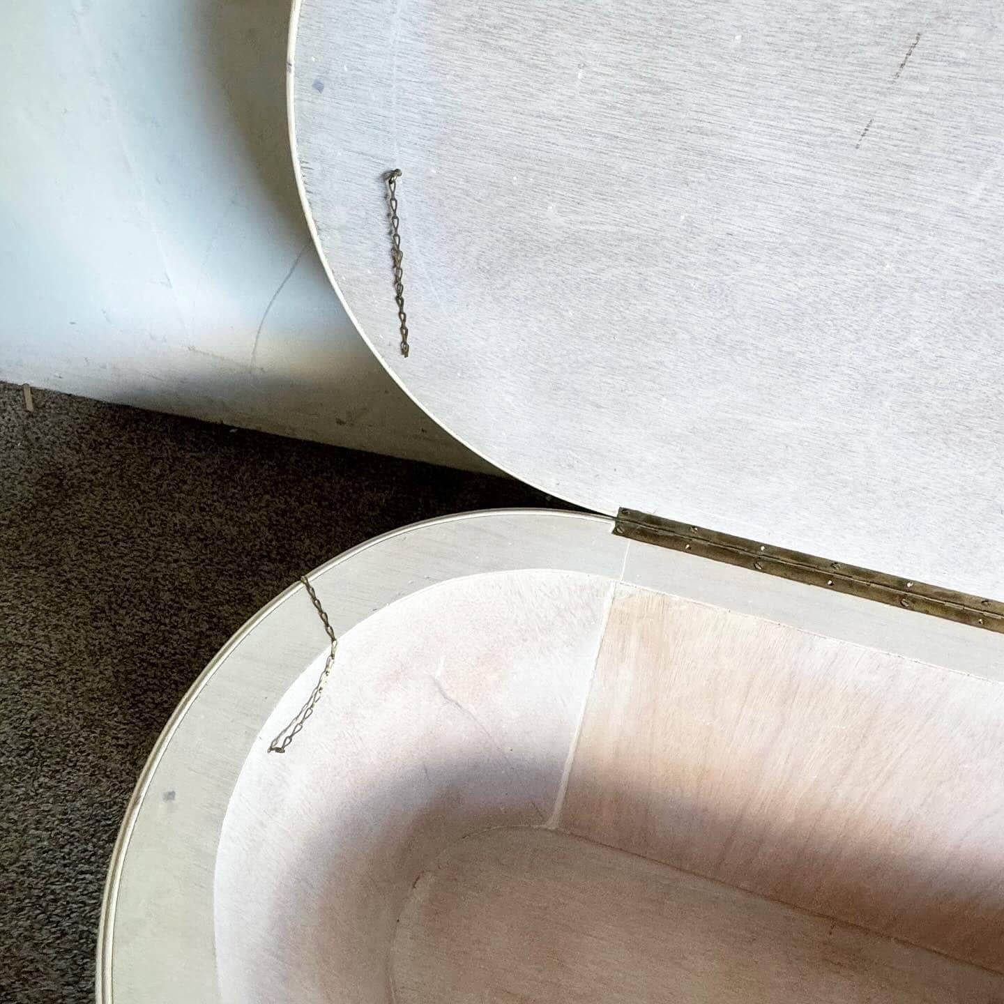 Boho Chic White Washed Ribbon Pencil Reed Storage Chest/Trunk For Sale ...