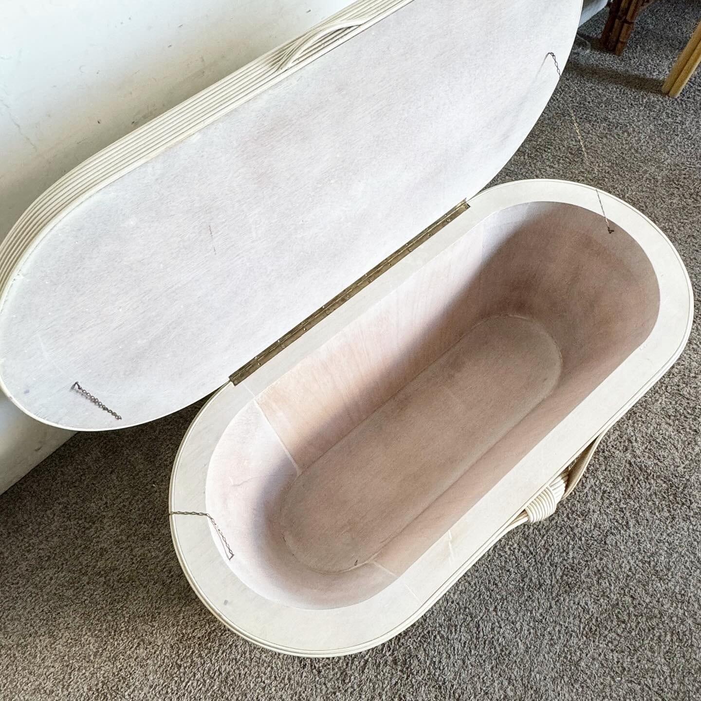 Boho Chic White Washed Ribbon Pencil Reed Storage Chest/Trunk For Sale ...