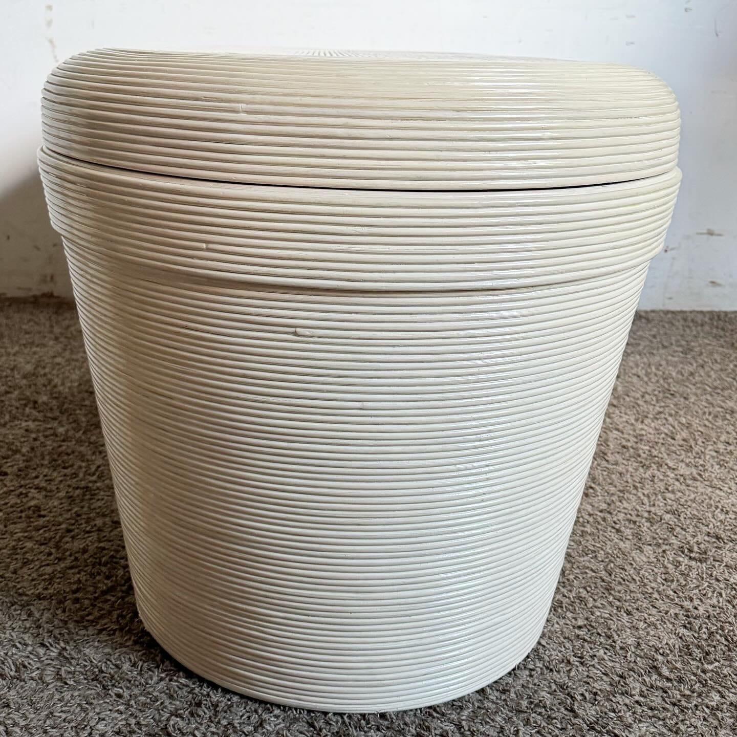 Boho Chic White Washed Ribbon Pencil Reed Storage Chest/Trunk For Sale ...