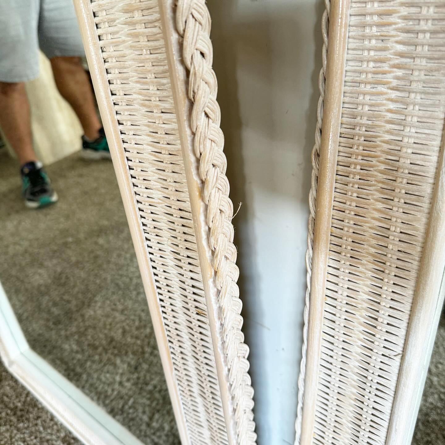 Boho Chic White Washed Wicker Rattan Henry Link Wall Mirrors by Lexington For Sale at 1stDibs