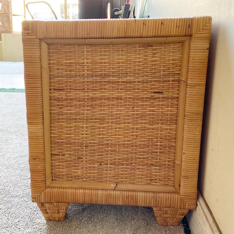 Boho Chic Wicker and Rattan Nightstand For Sale at 1stDibs