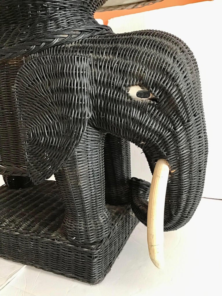 Boho Chic Wicker Elephant Cocktail Table For Sale at 1stDibs
