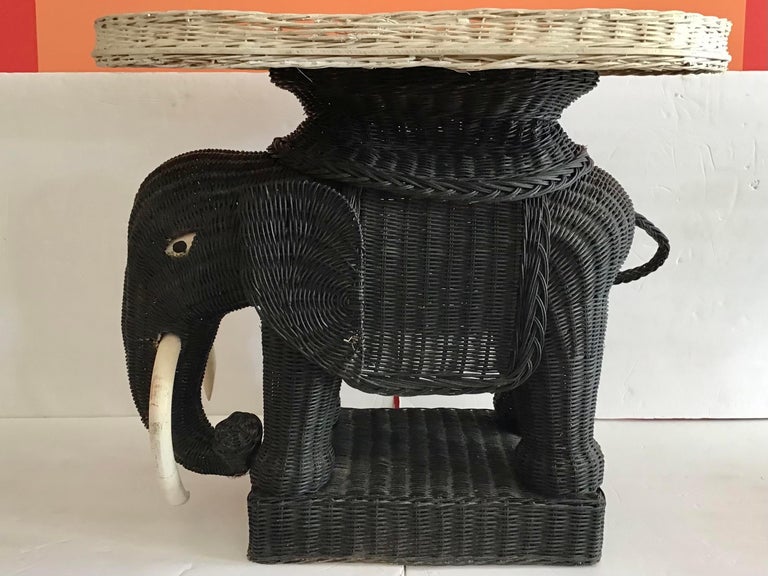 Boho Chic Wicker Elephant Cocktail Table For Sale at 1stDibs