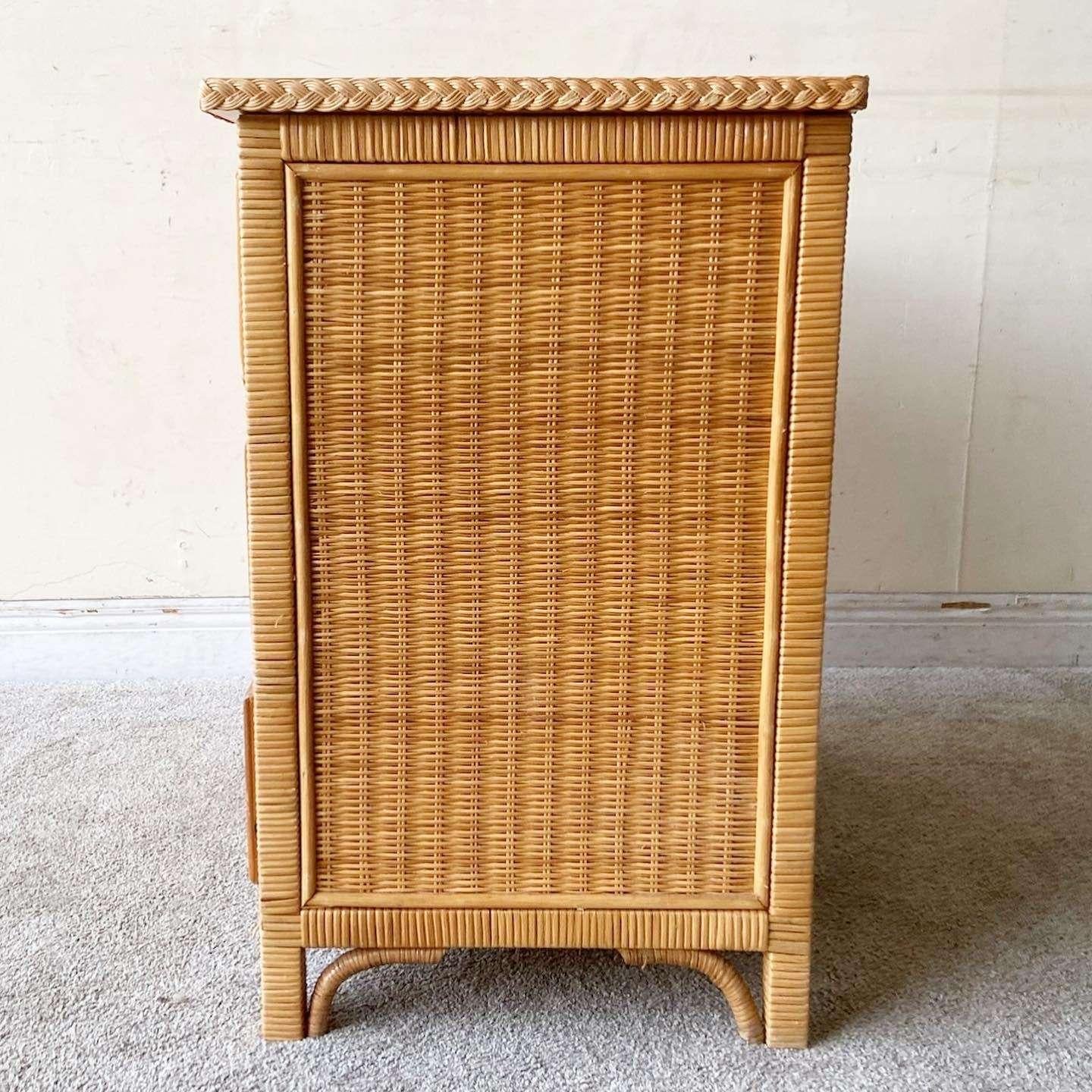 Boho Chic Wicker Rattan Chest of Drawers For Sale at 1stDibs
