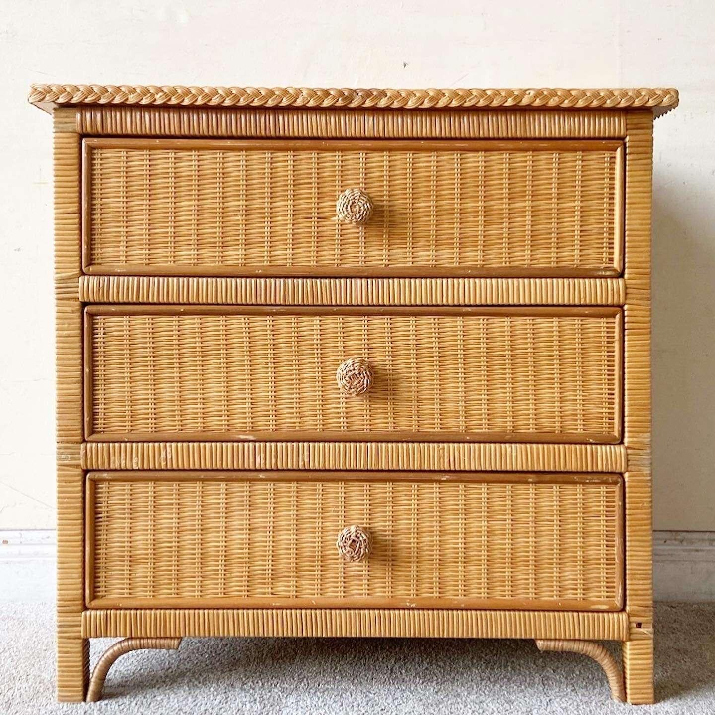 Boho Chic Wicker Rattan Chest of Drawers For Sale at 1stDibs
