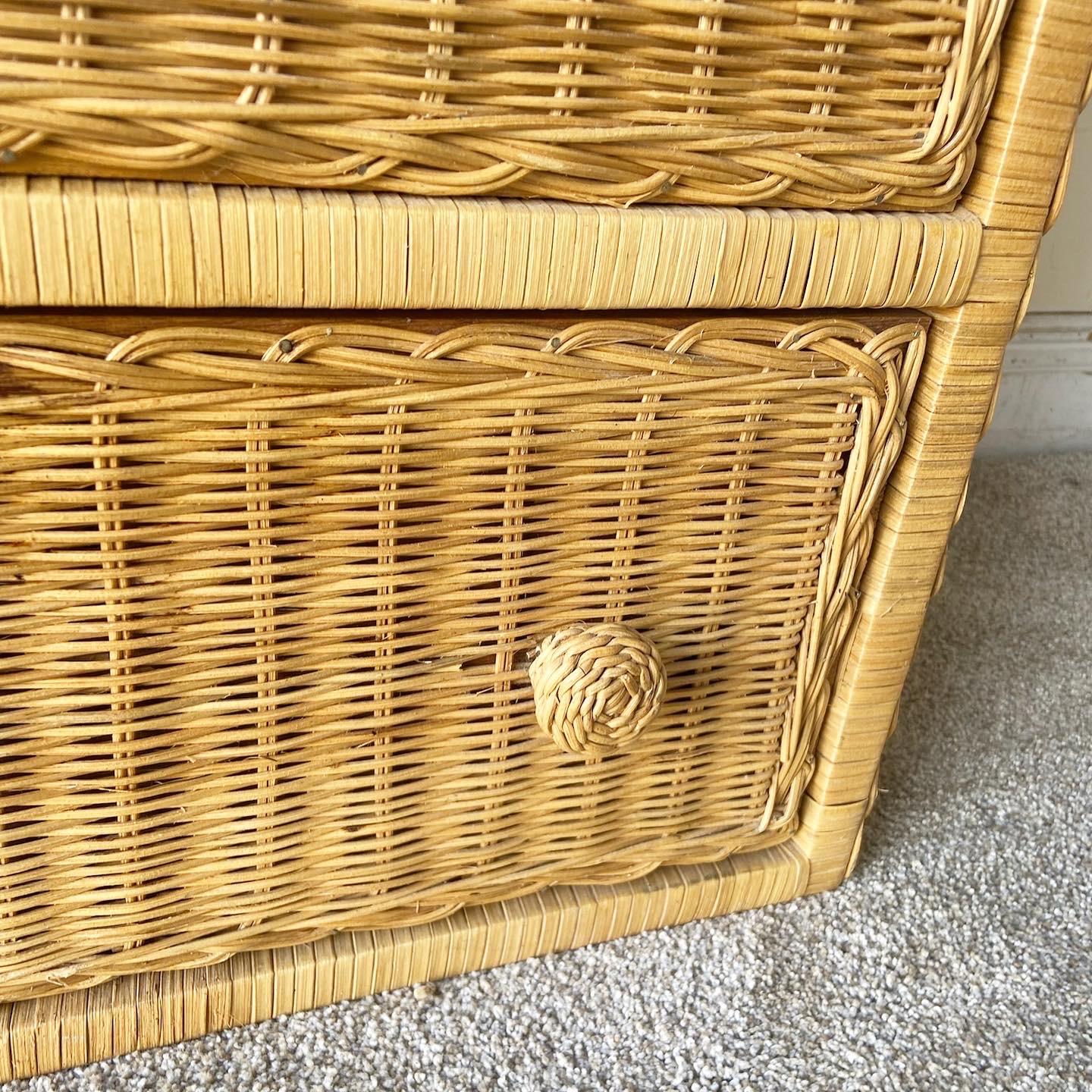Boho Chic Wicker Rattan Highboy Dresser at 1stDibs