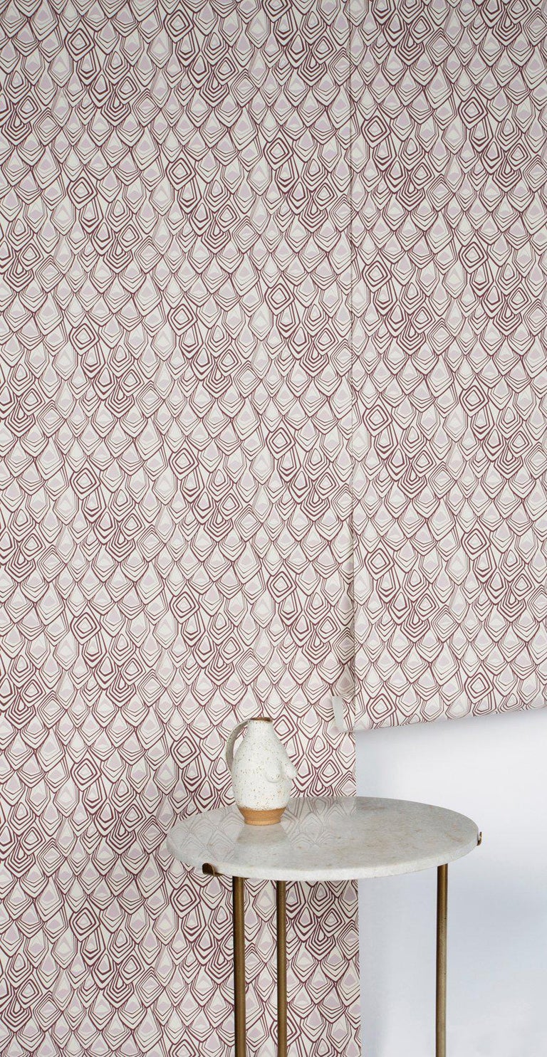 Boho Diamond Screen Printed Wallpaper in Mauve and Clay on Snow For ...
