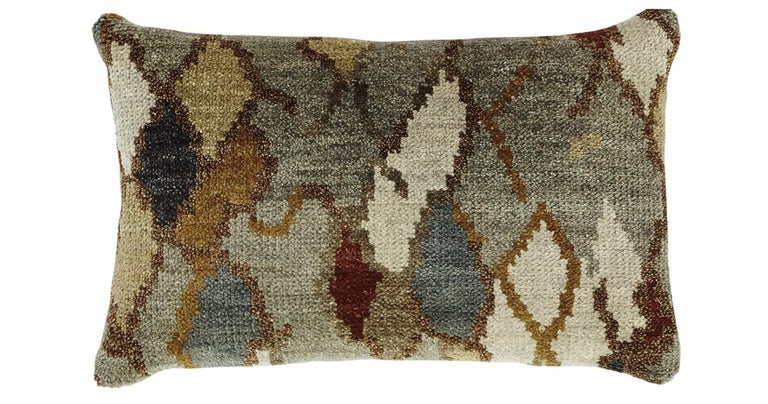 Boho Linen Gray Decorative Throw Pillow For Sale at 1stDibs