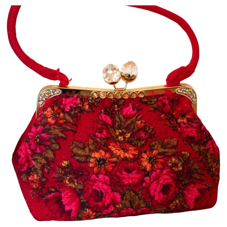 Boiled Felted Russian Red Pavlovo Posad Handbag Purse Bag Satchel For ...