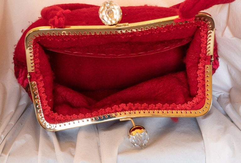 Boiled Felted Russian Red Pavlovo Posad Handbag Purse Bag Satchel ...