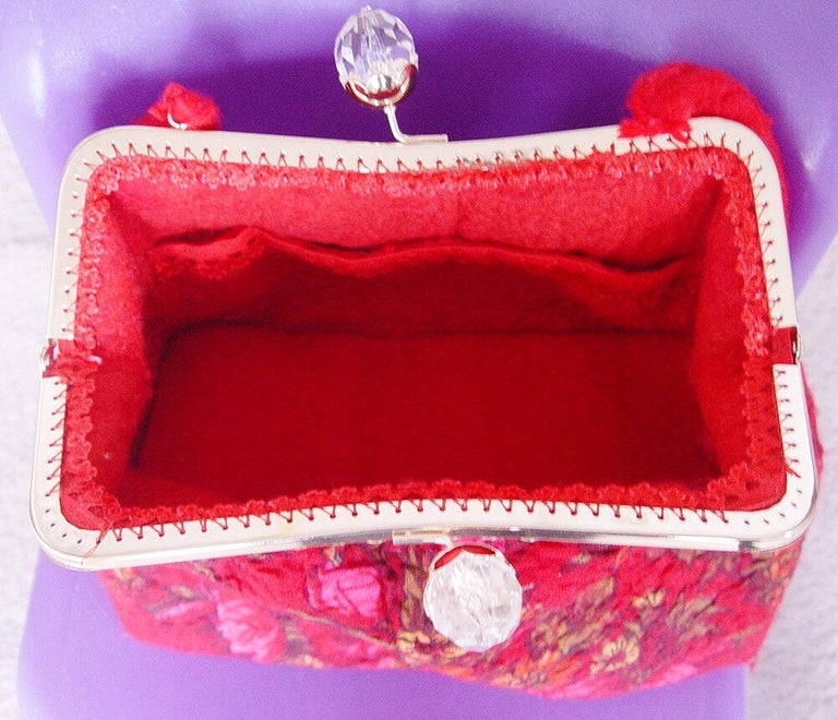 Boiled Felted Russian Red Pavlovo Posad Handbag Purse Bag Satchel ...