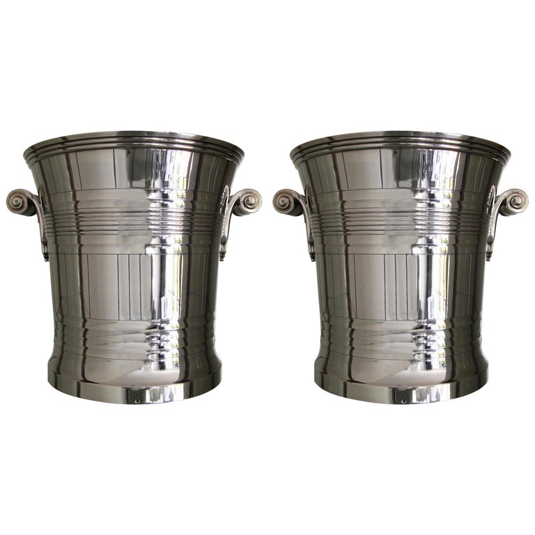 Boin-Taburet Pair of Art Deco Silver Coolers For Sale at 1stDibs