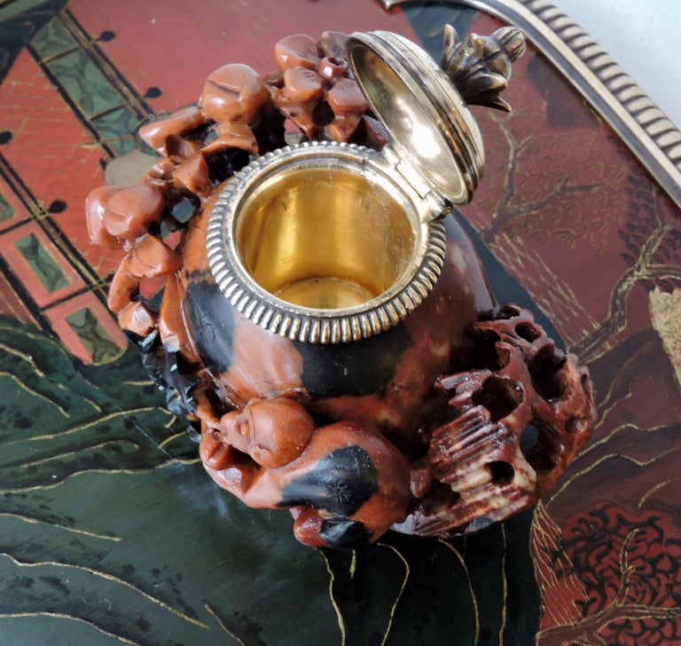 Boin-Taburet Paris Soapstone Inkwell, Ormolu and Chinese Lacquer, circa ...