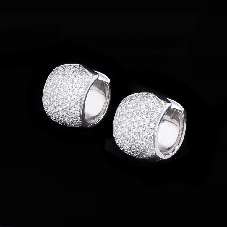 Bold and Beautiful Diamond Huggie Style Earrings For Sale at 1stDibs