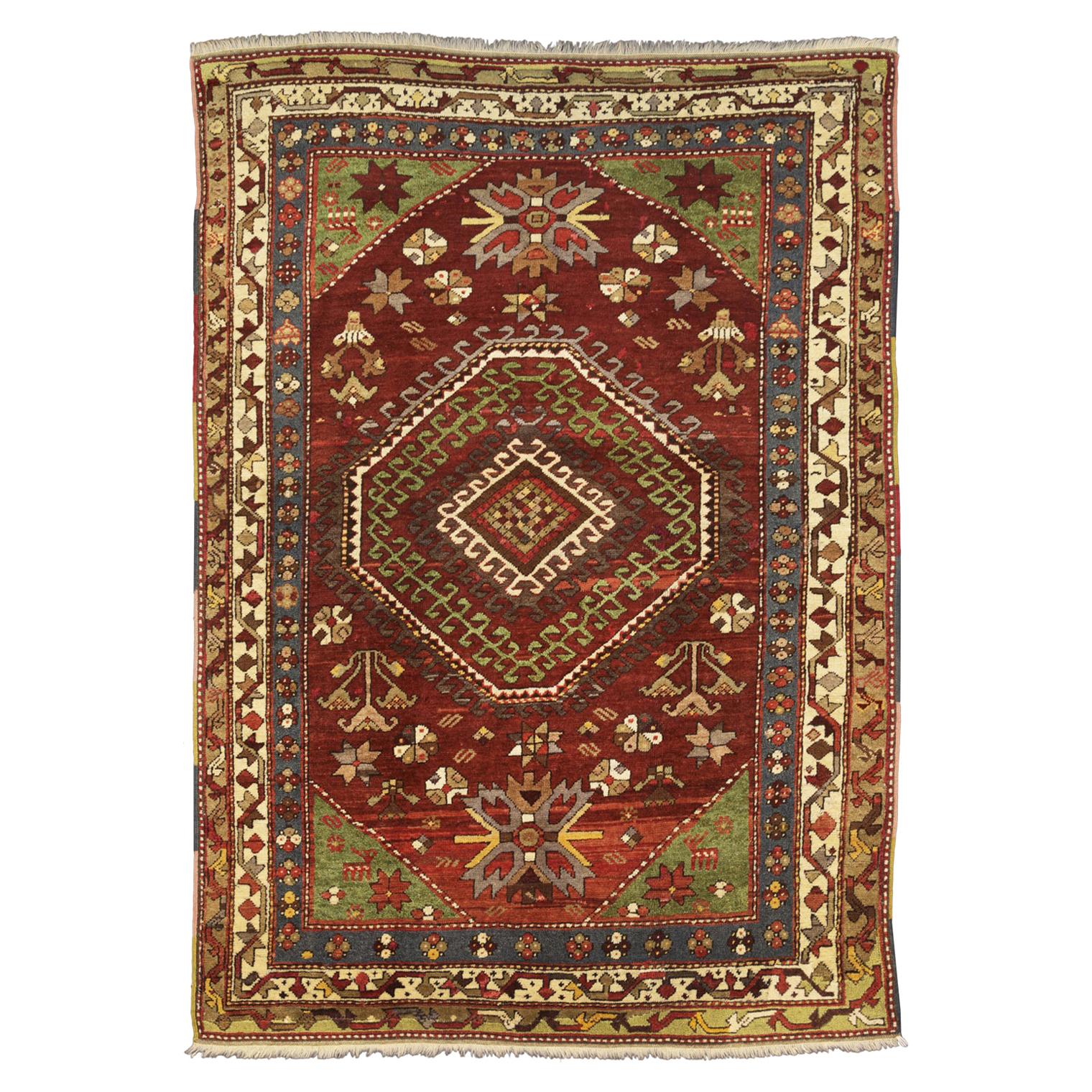 Modern French Country Transitional Pink and Green Wool Rug For Sale at ...